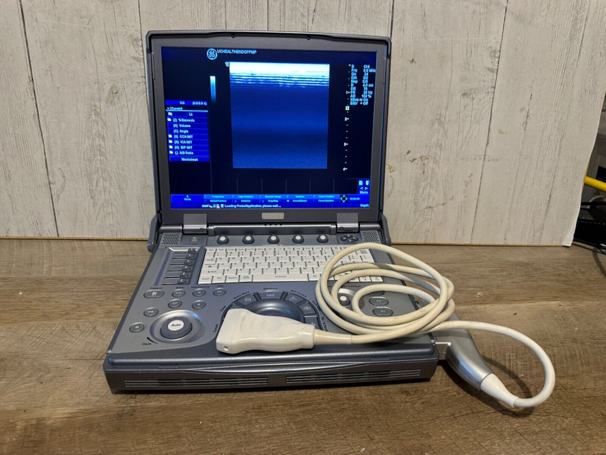 GE Logiq E portable ultrasound 2008 with 4C-Rs Abdominal probe – KeeboMed