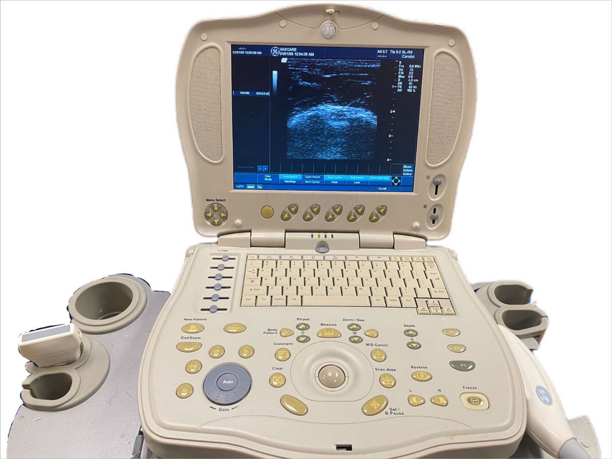 GE LOGIQ BOOK XP PORTABLE ULTRASOUND MACHINE & 8L-RS PROBE 2004 cart/p ...